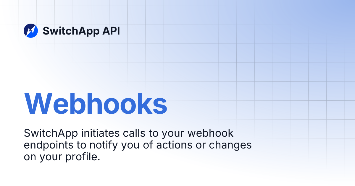 Webhooks | SwitchApp API