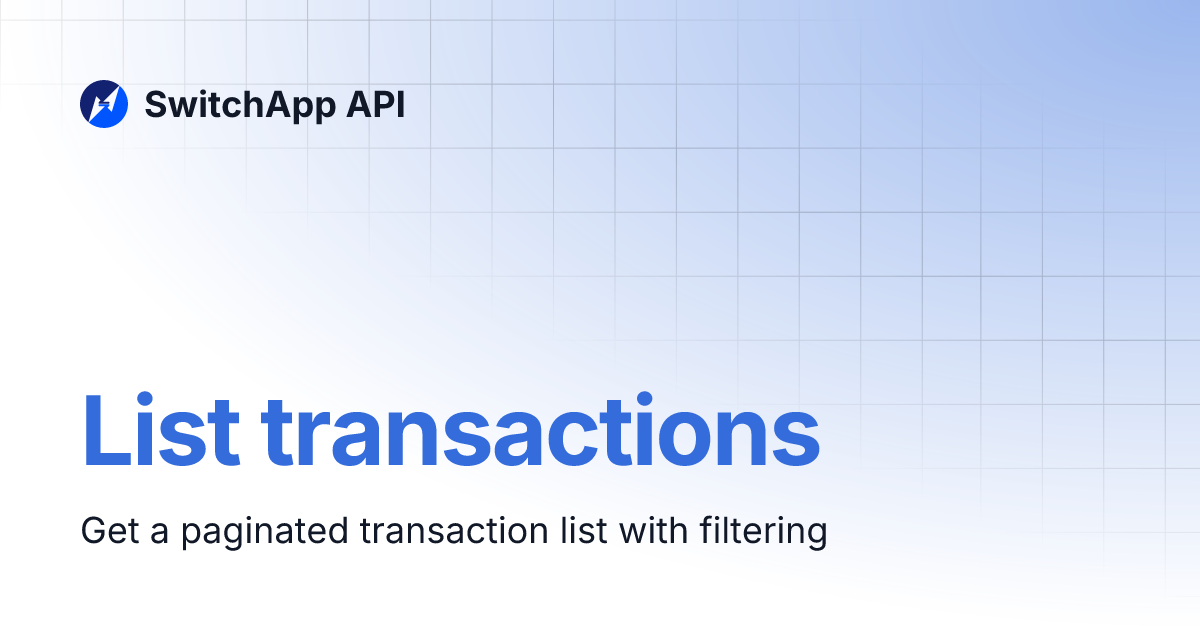 List transactions | SwitchApp API